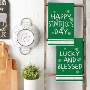 Artoid Mode Lucky Shamrock Gnome Happy St. Patrick's Day Kitchen Towels Dish Towels, 18x26 Inch Seasonal Decoration Hand Towels Set of 4