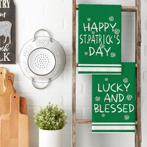 Artoid Mode Lucky Shamrock Gnome Happy St. Patrick's Day Kitchen Towels Dish Towels, 18x26 Inch Seasonal Decoration Hand Towels Set of 4