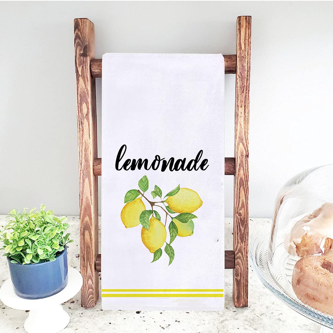 Watercolor Lemon Kitchen Dish Towel 18 x 28 Inch, Seasonal Spring Summer Lemonade Tea Towels Dish Cloth for Cooking Baking Set of 2