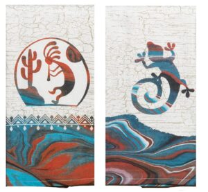 kay dee designs 2 piece southwest vistas kokopelli and gecko kitchen bundle, 2 dual purpose towels