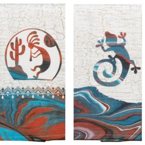 Kay Dee Designs 2 Piece Southwest Vistas Kokopelli And Gecko Kitchen Bundle, 2 Dual Purpose Towels