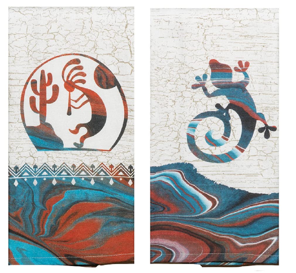 Kay Dee Designs 2 Piece Southwest Vistas Kokopelli And Gecko Kitchen Bundle, 2 Dual Purpose Towels