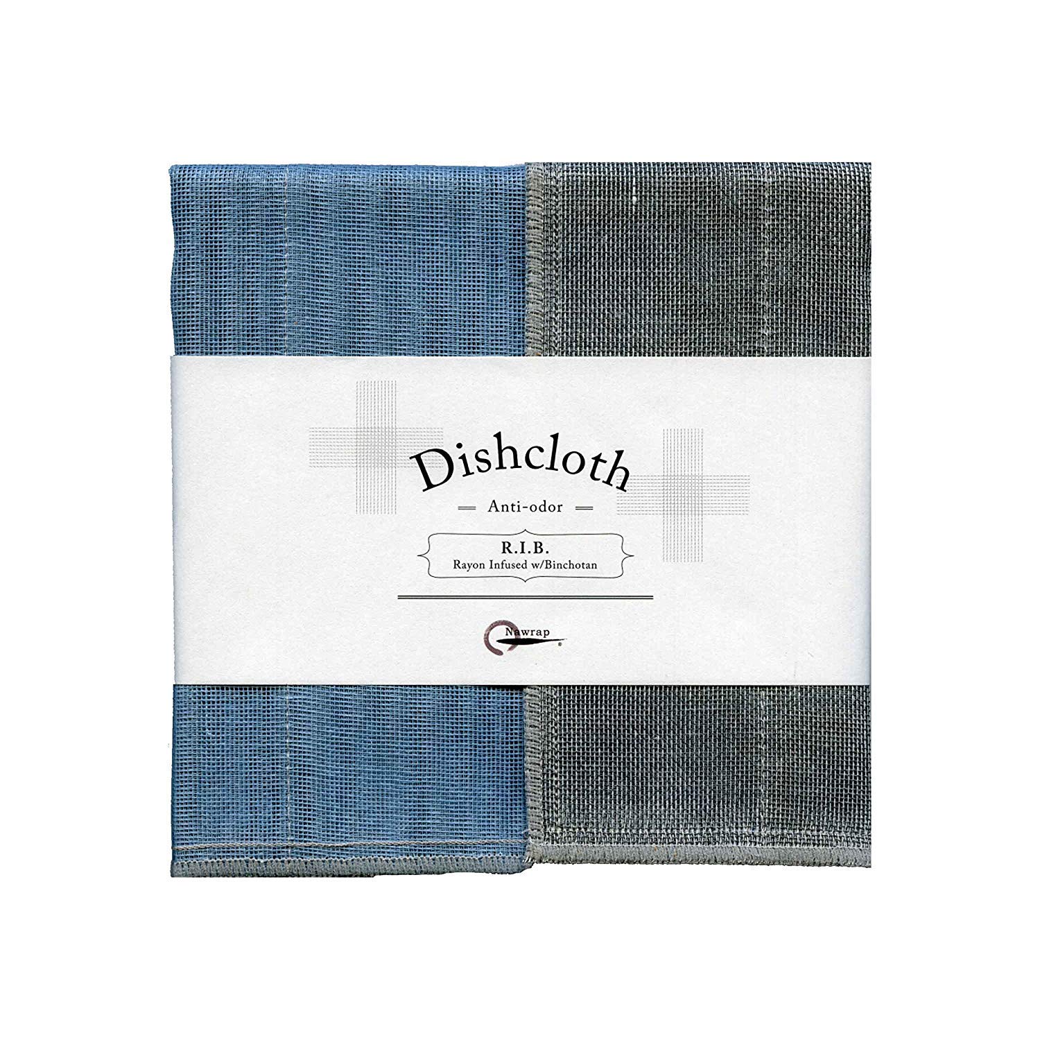 Nawrap Binchotan Dishcloths, Set of 2, Aqua x Charcoal