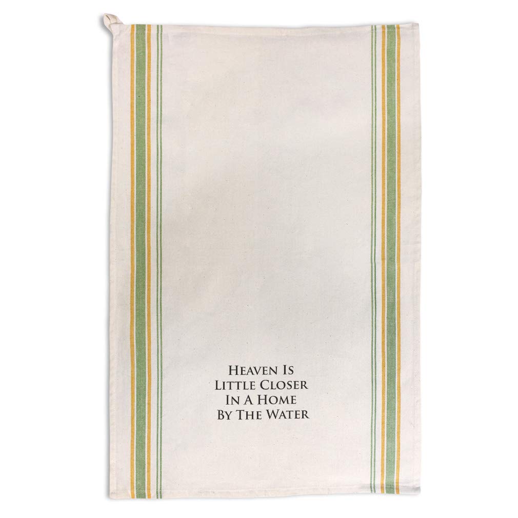 Custom Decor Kitchen Towels Heaven is Little Closer in A Home by The Water Nature Ocean & Beach Cleaning Supplies Dish Towels Green Stripe Design Only