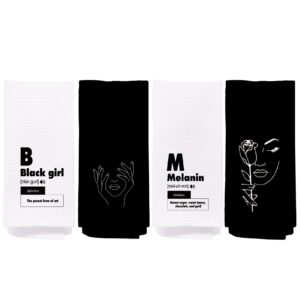 negiga gifts for black woman girl, african american gifts, black girl magic hand towels,black girl stuff, boho hand towels for bathroom, set of 4