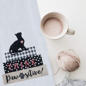 Cat Kitchen Towels with Sayings - 2 Tea Towel Set with Cats Themed Design for Decor, Dish and Hand Drying