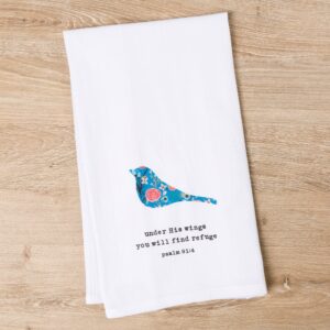 god notes floral bird flour sack dish towel