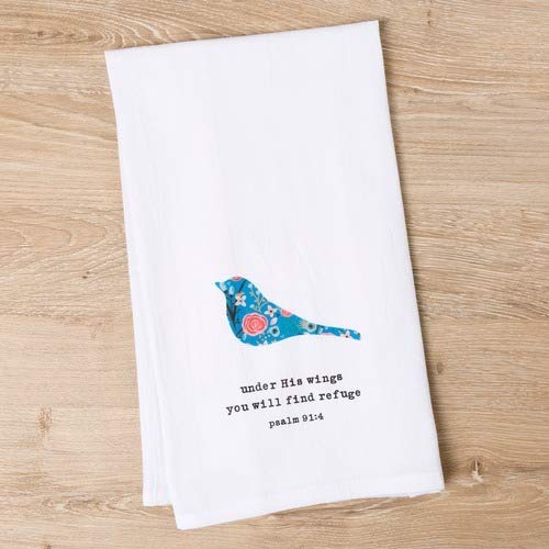 God Notes Floral Bird Flour Sack Dish Towel