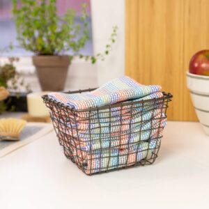 mightynest design ideas wire basket with set of 15 reusable dish cloths for kitchen | paper towel alternative | zero waste | each kitchen dish towel is 12” x 12” | reusable kitchen dish rags