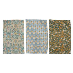 creative co-op cotton patterns, set of 3 styles, multicolor tea towel, multi