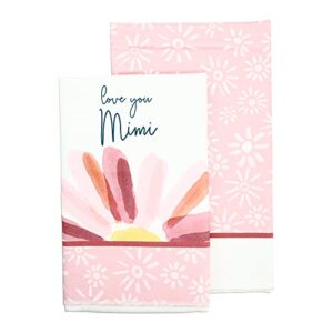 pavilion - 27.5" x 19.75" set of two springtime floral kitchen bathroom tea towels - love you mimi