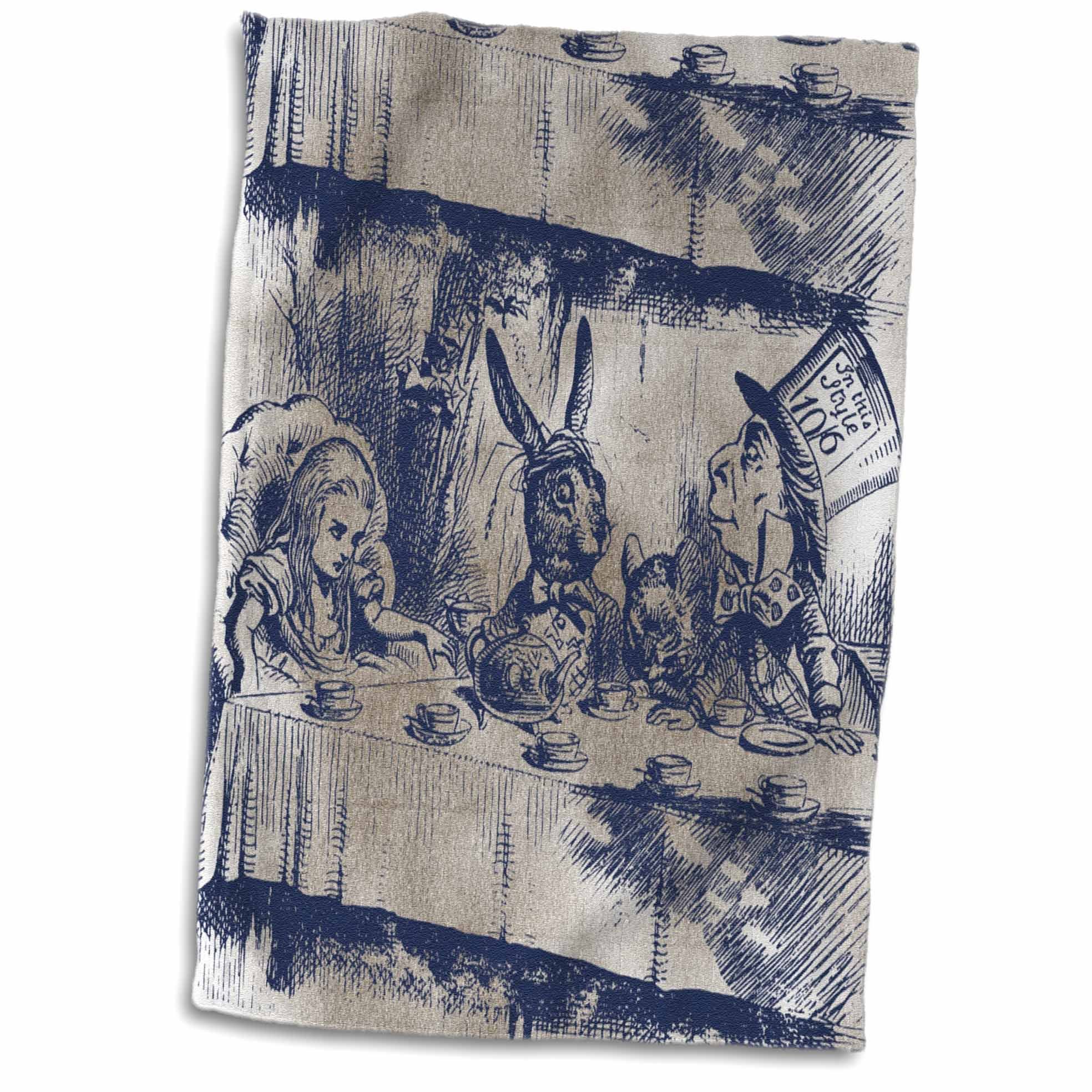 3D Rose Alice in Wonderland Tea Party with Mad Hatter Hand/Sports Towel, 15 x 22