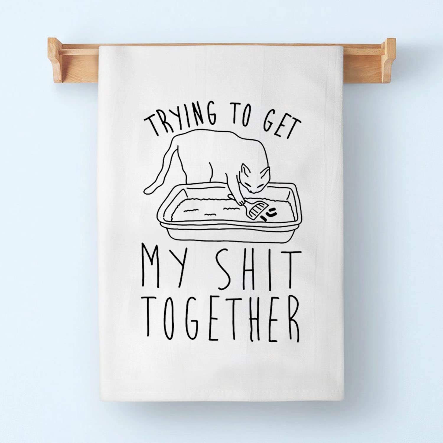 BDPWSS Cat Kitchen Towels for Cat Lovers Trying to Get My Shit Together Funny Cat Mom Home Decor Cat Owner Dish Towel (My Shit Together TW)