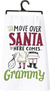 primitives by kathy glitter kitchen towel - move over santa here comes grammy