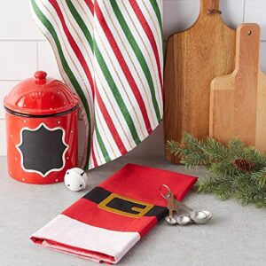 DII Holiday Dish Towels Christmas Kitchen Décor, 18x28, Santa Belt, 2 Piece