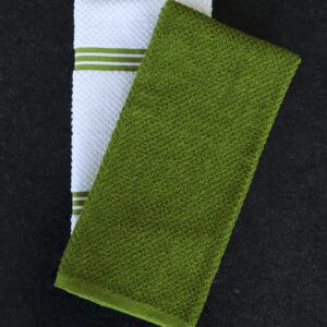 AMOUR INFINI Bundle Pack of 4 Terry Dish Towels + 8 Dish Cloths Ultra Soft and Absorbent Kitchen Towel & Dishcloth Combo (Green)