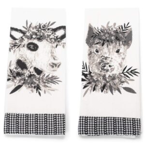 barn animals embellished dishtowels