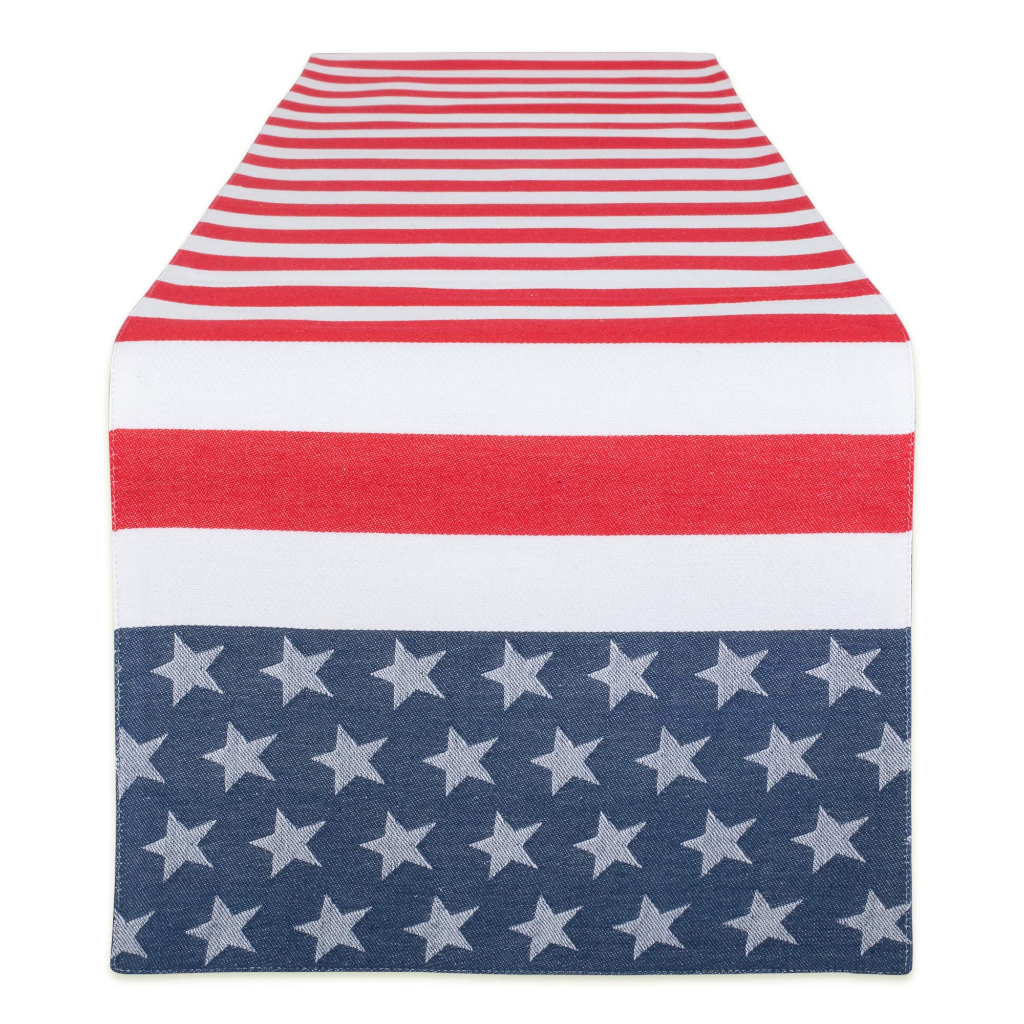 DII 4th of July Stars & Stripes Tabletop Collection Table Runner, 14x72, Red, White, & Blue