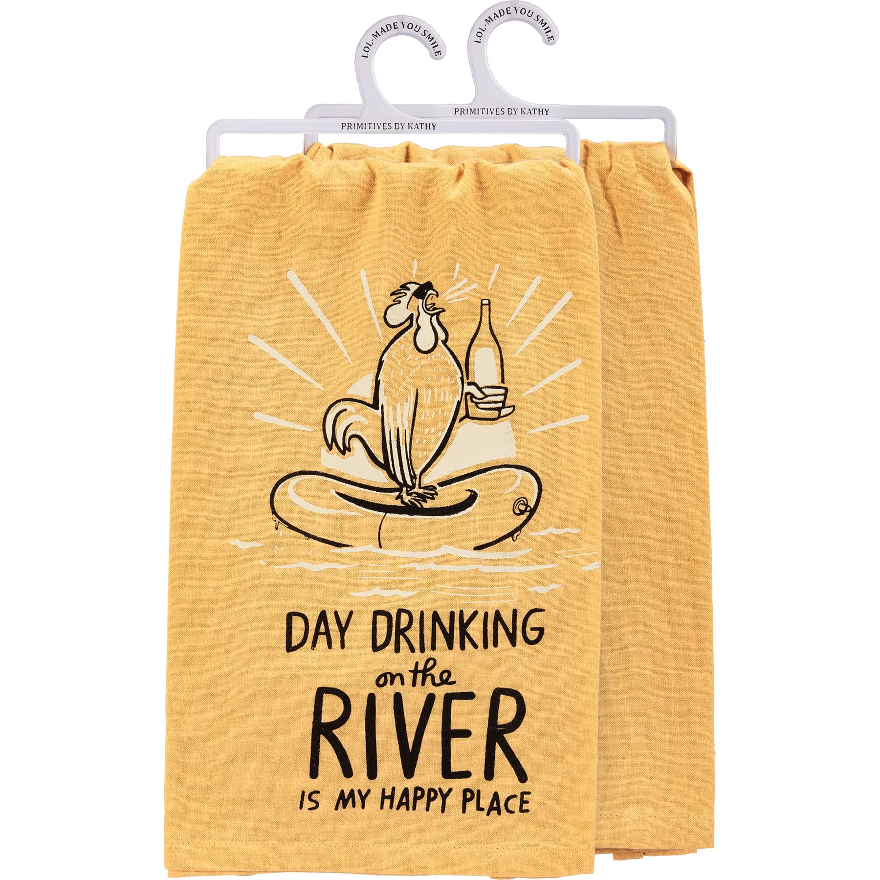 Primitives by Kathy Day Drinking On The River is My Happy Place Decorative Kitchen Towel