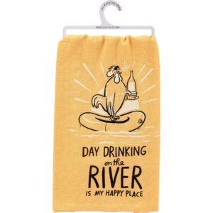 Primitives by Kathy Day Drinking On The River is My Happy Place Decorative Kitchen Towel