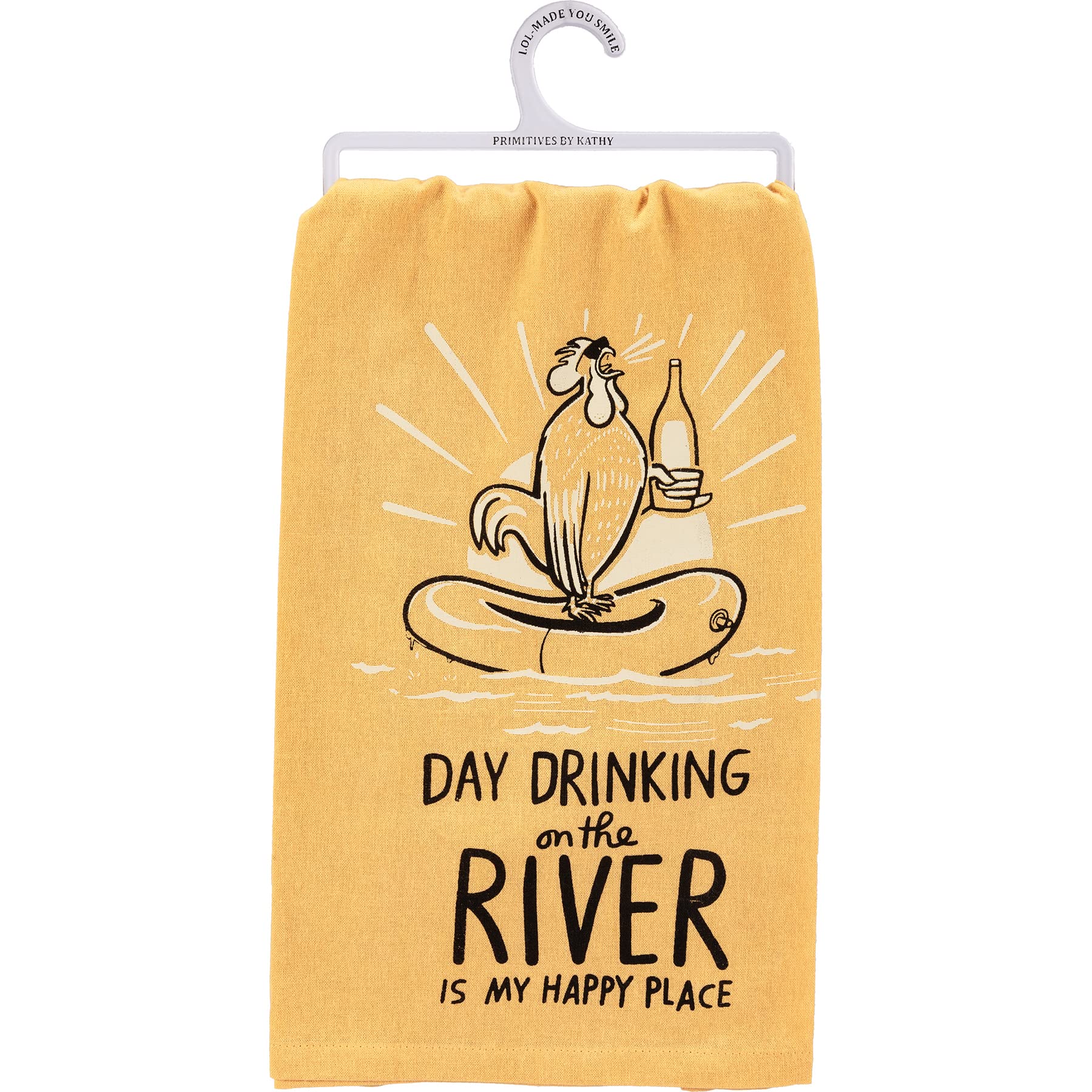 Primitives by Kathy Day Drinking On The River is My Happy Place Decorative Kitchen Towel