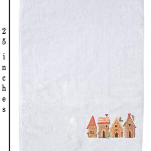 Christmas Decor | Decorative Kitchen and Bath Hand Towels | Gingerbread Houses | XMAS Winter Novelty | White Towel Home Holiday Decorations | Gift Present