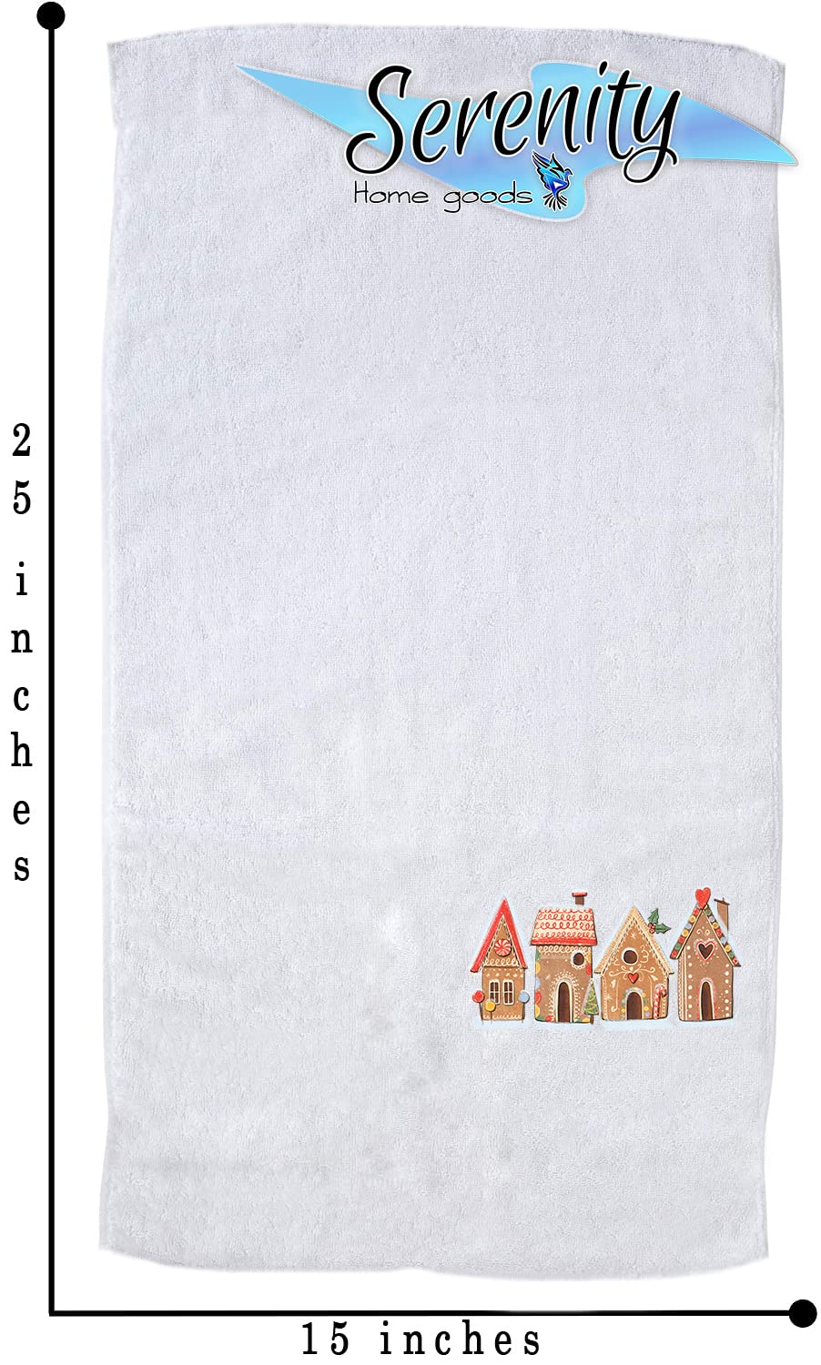 Christmas Decor | Decorative Kitchen and Bath Hand Towels | Gingerbread Houses | XMAS Winter Novelty | White Towel Home Holiday Decorations | Gift Present