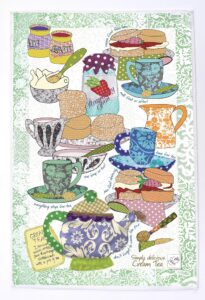 mollymac | british cream tea dish towel | decorative bar towel | soft absorbent dish cloth | kitchen decor | gift for dinner party birthday new home | made in uk | 28”x18” 100% cotton tea towel