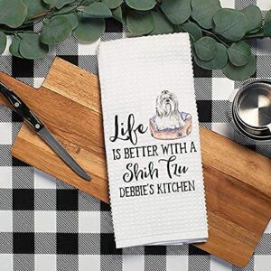 CANARY ROAD Life is Better With a Shih Tzu Kitchen Towel, Personalized Shih Tzu Tea Towel, Shih Tzu Owner, Dog Hand Towel, Dog Lover Gift, Shih Tzu Decor