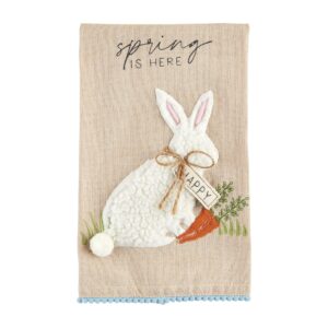 mud pie easter appliqué towel, spring is here, 21" x 14"