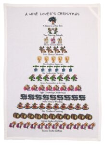 mistletoe & co. a wine lover's christmas kitchen towel, 18" x 26"