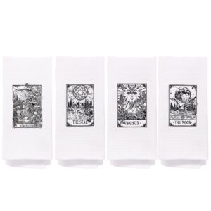 negiga the sun moon and star strength tarot kitchen towels and dishcloths sets 24x16 inch set of 4,tarot decor decorative dish hand tea bath towels for kitchen bathroom,tarot card bath hand towels