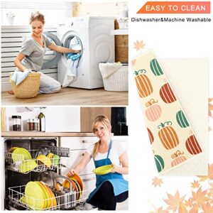 Whaline 6Pcs Thanksgiving Swedish Dishcloths Fall Harvest Boho Kitchen Dish Towel Pumpkin Maple Leaf Reusable Washable Cotton Cloth for Autumn Kitchen Washing Counter Cleaning, 6.7 x 7.7 Inch