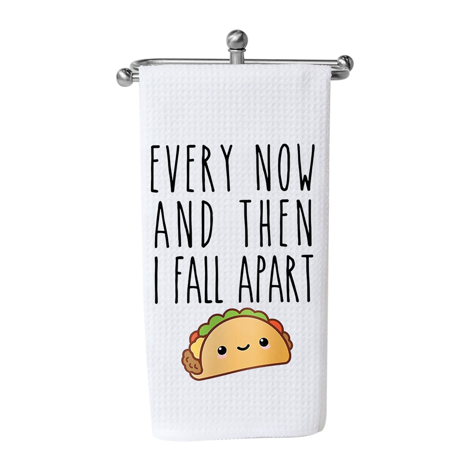 Funny Taco Lover Gift Every Now and Then I Fall Apart Taco Joke Waffle Weave Dish Towel Sweet Housewarming Gift (I Fall Apart)