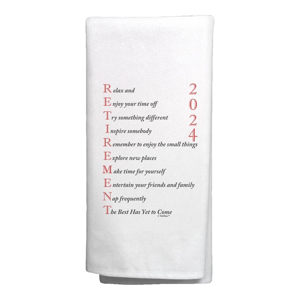 ThisWear Retirement Gifts for Women 2024 Retirement Poem Kitchen Tea Towel White