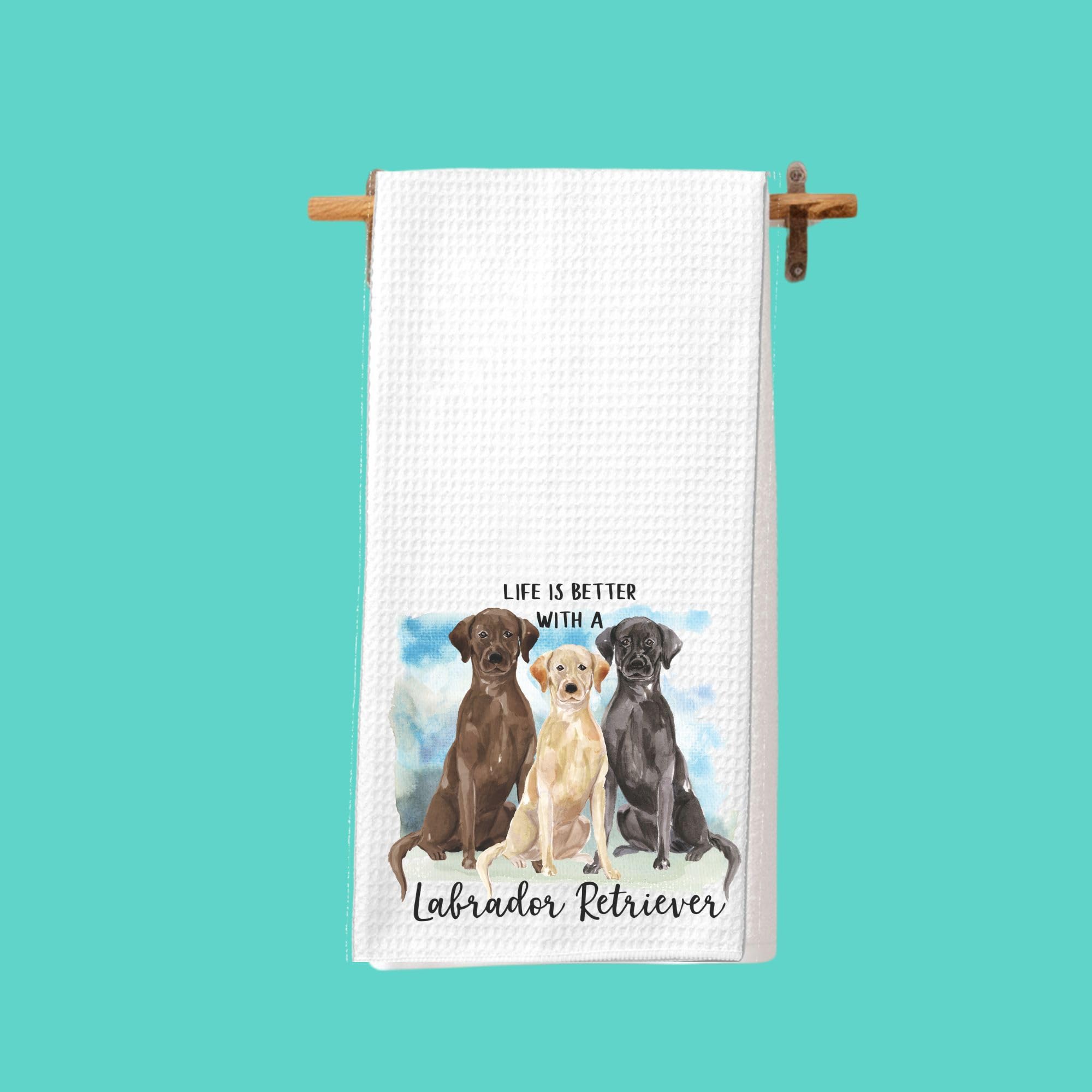 Watercolor Life is Better with a Labrador retriever "Lab" Microfiber Kitchen Tea Bar Towel Gift for Animal Dog Lover