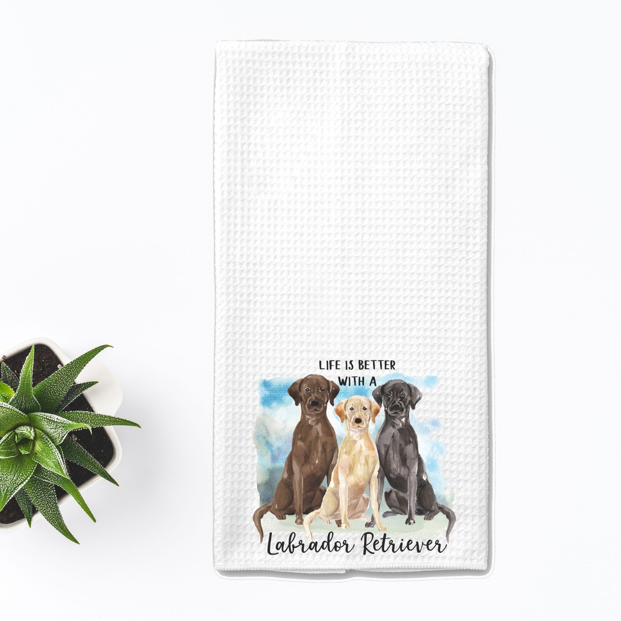 Watercolor Life is Better with a Labrador retriever "Lab" Microfiber Kitchen Tea Bar Towel Gift for Animal Dog Lover