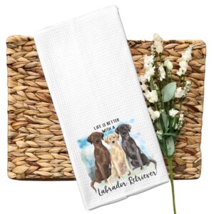 Watercolor Life is Better with a Labrador retriever "Lab" Microfiber Kitchen Tea Bar Towel Gift for Animal Dog Lover