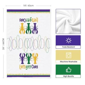 Artoid Mode Let's Get Cray Elegant Stripes Mardi Gras Lobster Kitchen Towels Dish Towels, 18x26 Inch Seasonal Decoration Hand Towels Set of 2