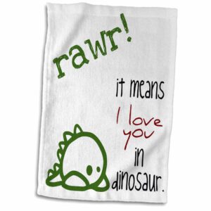 3d rose rawr. it means i love you in dinosaur. twl_193339_1 towel, 15" x 22"