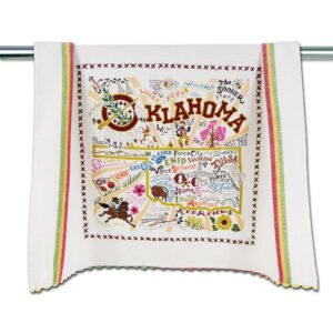 catstudio oklahoma dish towel - u.s. state souvenir kitchen and hand towel with original artwork - perfect tea towel for oklahoma lovers, travel souvenir