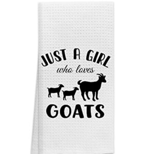 OHSUL Just A Girl Who Loves Goats Highly Absorbent Kitchen Towels Dish Towels Dish Cloth,Funny Goat Silhouette Hand Towels Tea Towel for Bathroom Kitchen Decor,Goat Lovers Farm Girls Gifts