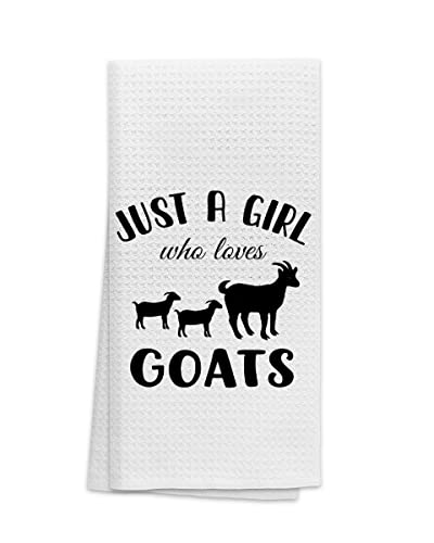 OHSUL Just A Girl Who Loves Goats Highly Absorbent Kitchen Towels Dish Towels Dish Cloth,Funny Goat Silhouette Hand Towels Tea Towel for Bathroom Kitchen Decor,Goat Lovers Farm Girls Gifts