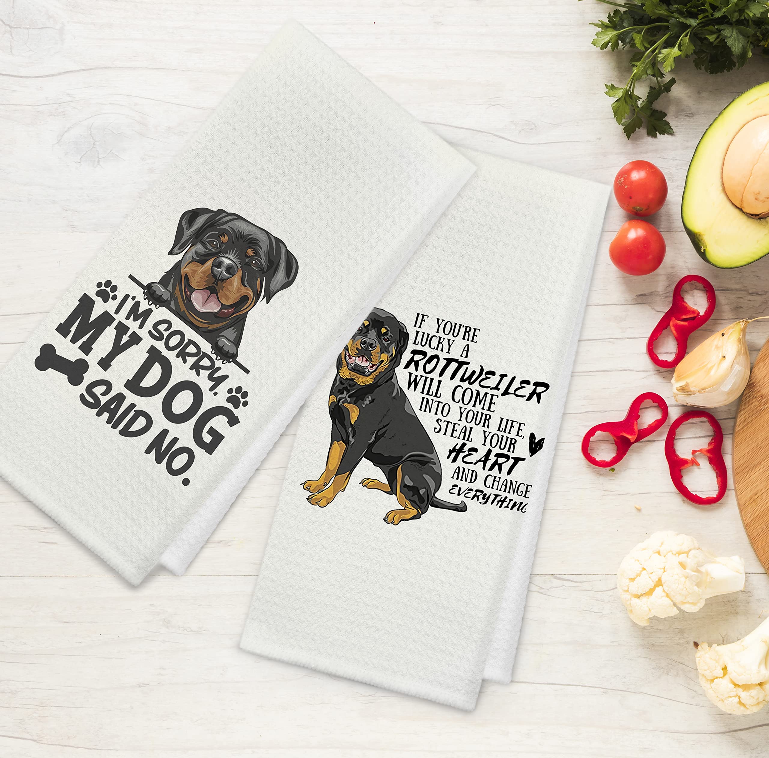 Funny Rottweiler Dog Absorbent Kitchen Towels And Dishcloths 16×24 Inches Set Of 4,Cute Rottweiler Lovers Gifts Hand Towel Dish Towel Tea Towel For Kitchen Bathroom Decor,Rottweiler Owners Gifts