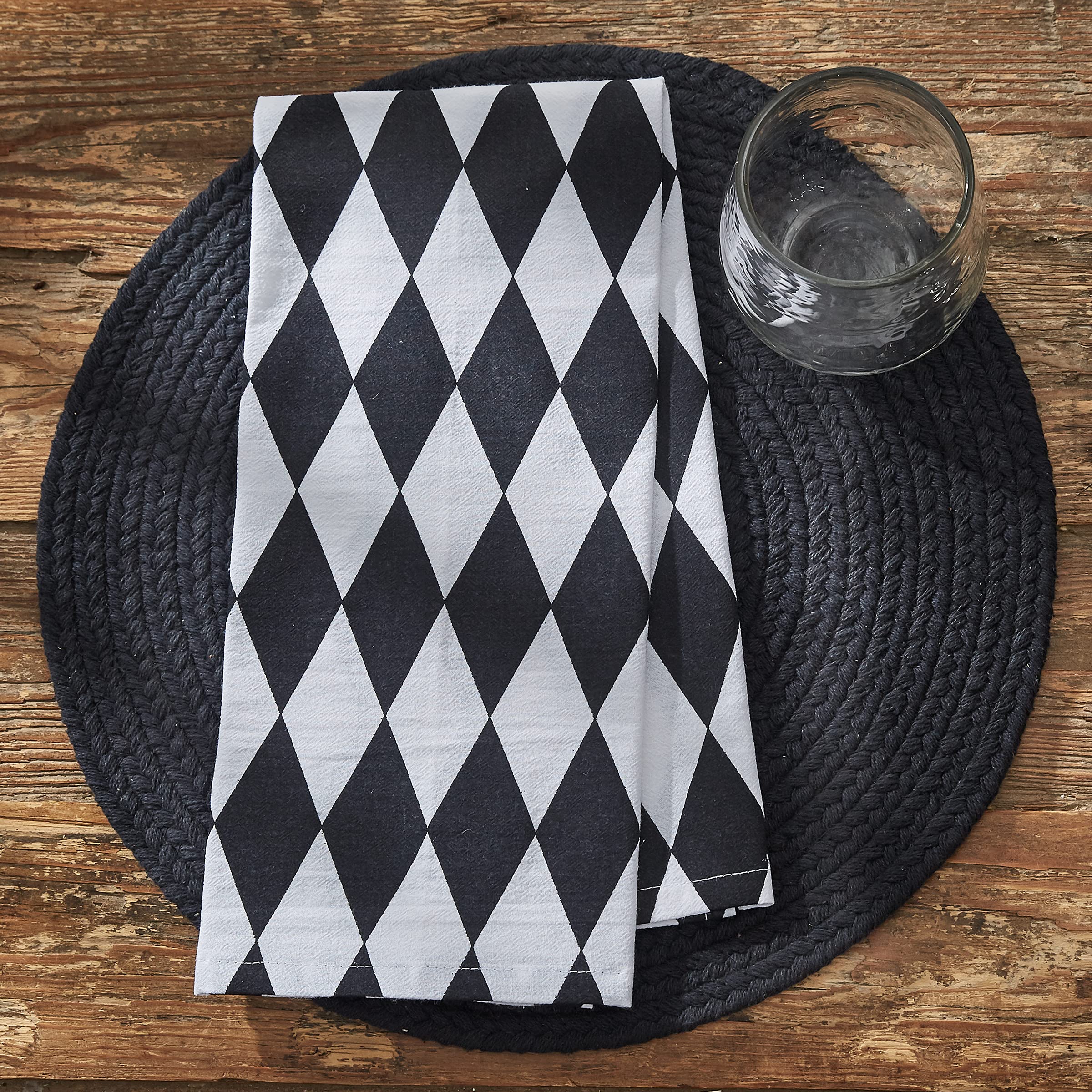 Split P Harlequin Black White Dishtowel Set of 2