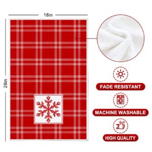 Whaline Christmas Kitchen Towel Red White Plaid Dish Towel Snowflake Xmas Tree Soft Dishcloth Large Size Decorative Holiday Cloth Towel for Christmas Home Kitchen Coking Baking, 4 Designs, 28 x 18