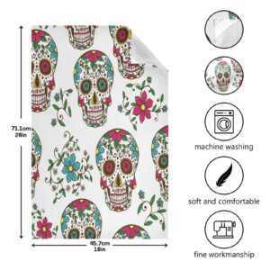 ALAZA Day of The Dead Sugar Skull Flower Halloween Kitchen Towels Dish Bar Tea Towel Dishcloths 1 Pack Super Absorbent Soft 18 x 28 inches