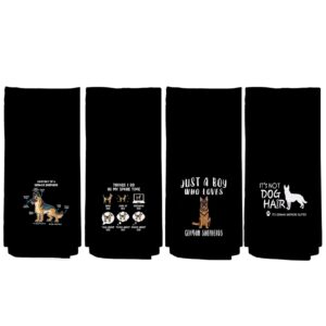 negiga funny german shepherd dish cloths towels 24x16 inch set of 4,cute german shepherd decor decorative dish hand towels for dorm kitchen bathroom,dog lover gifts for women,housewarming gifts