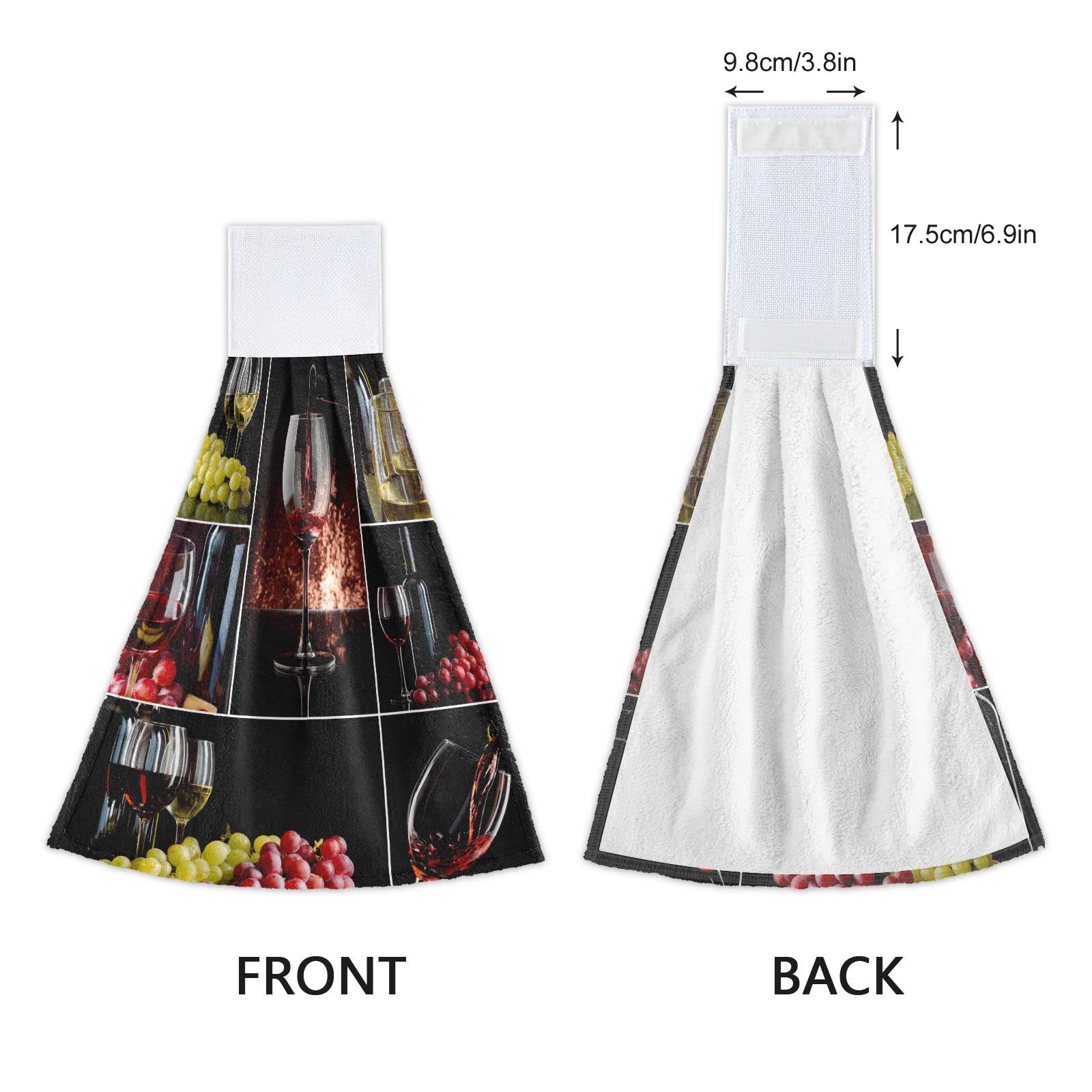 JSTEL Wine Hanging Dish Towels for Kitchen,2 Piece Absorbent Kitchen Hand Towels Wine Tea Towels Microfiber Dish Cloths for Drying Dishes