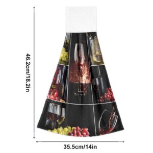 JSTEL Wine Hanging Dish Towels for Kitchen,2 Piece Absorbent Kitchen Hand Towels Wine Tea Towels Microfiber Dish Cloths for Drying Dishes